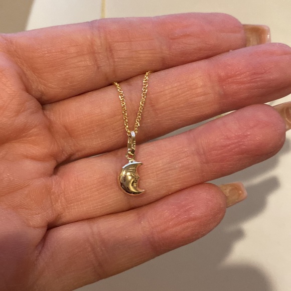 Jewelry | 14k Solid Yellow Gold Small Half Moon Face Charm | Poshmark